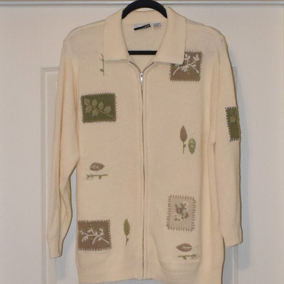 Fashion Bug | Sweaters | Vintage Cream Cardigan Sweater Zip Front ...